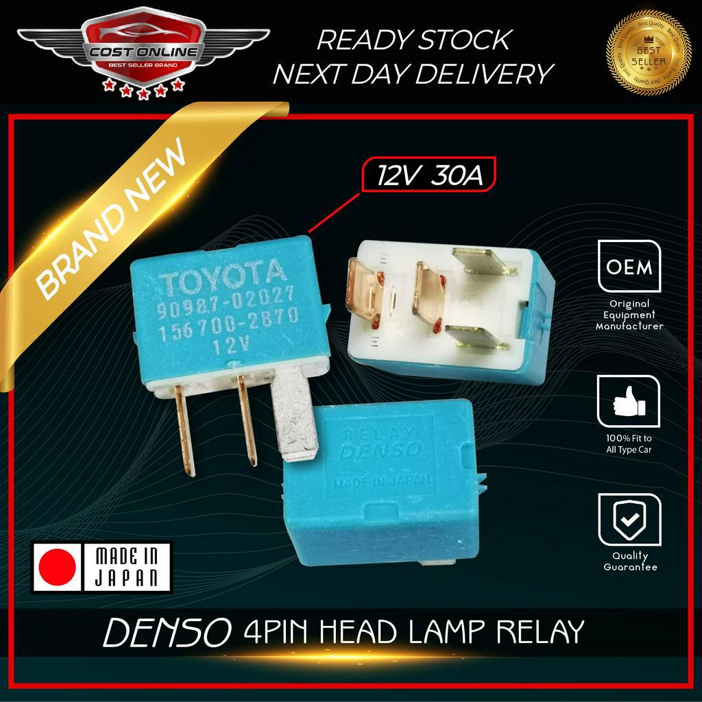 DENSO Blue Black 4 Pins Head Lamp Multipurpose Power Car Relay (MADE IN ...