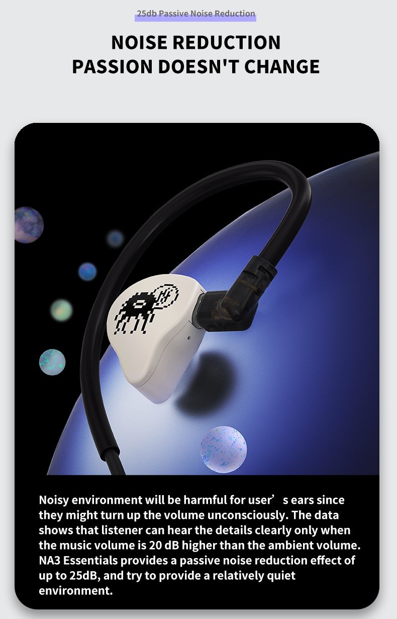 NF Audio NA3 ESSENTIALS Earphone Double Cavity Dynamic Driver Earbuds with Detachable Cable 0.78 ...