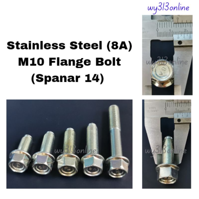 M10 x 1.25 Spanar 14 Stainless Steel (8A) Flange Bolt (1pc) | Shopee Malaysia