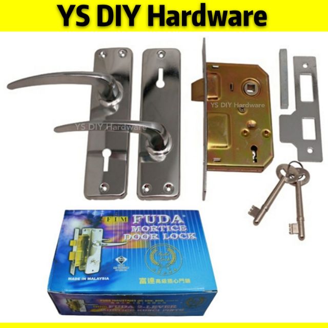FUDA Chrome Lever Mortice Door Lock 2-Level Mortise Grill Door 2 Lever ...