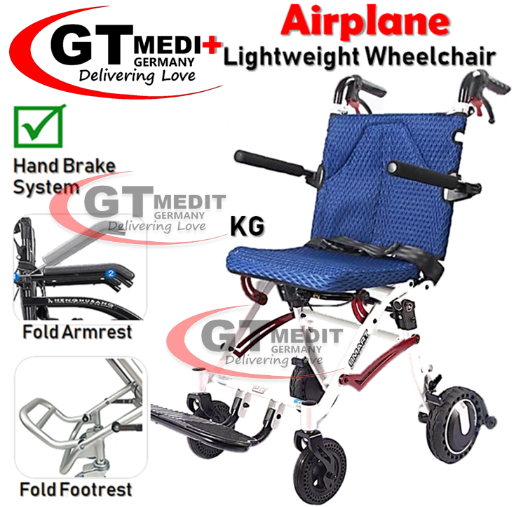 W149-A38-10 GT MEDIT GERMANY Ultra Lightweight Airplane Wheelchair Foldable Travel Wheel Chair ...