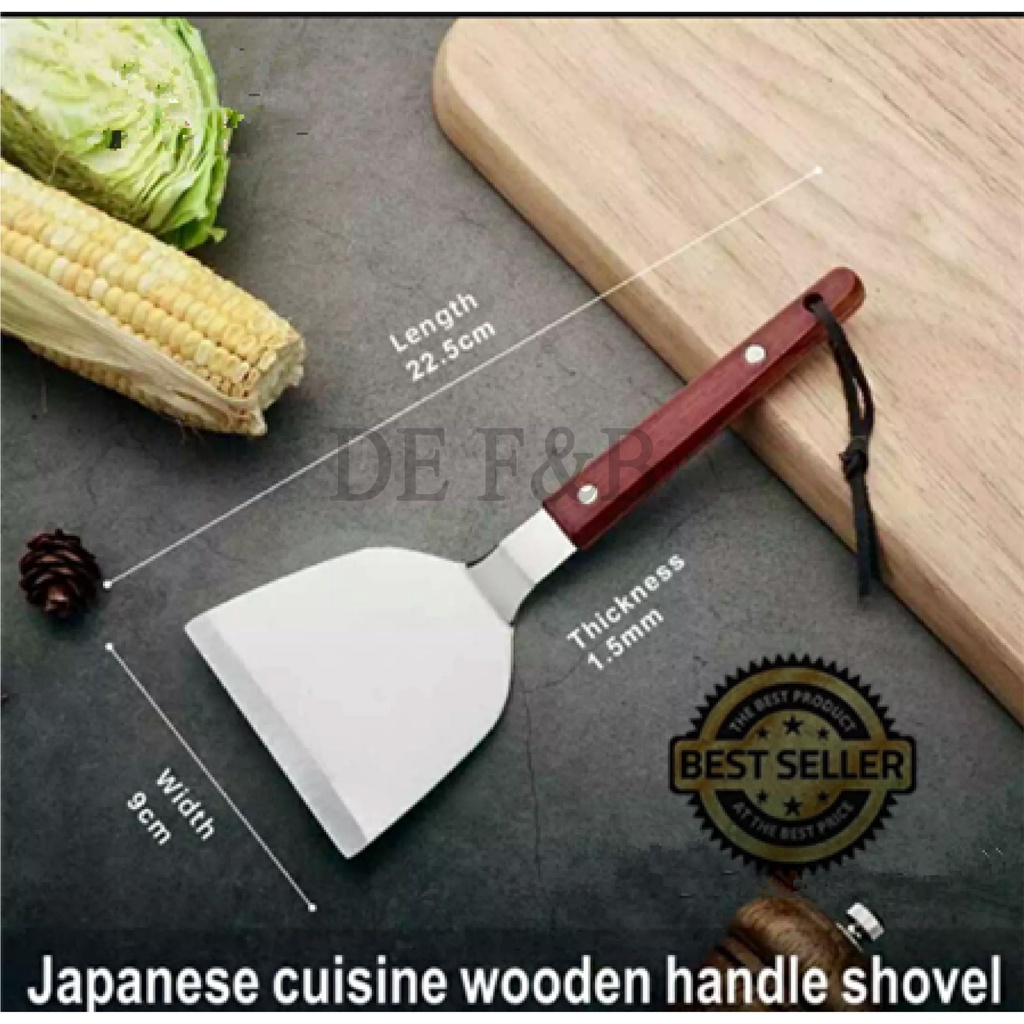 【DE F&B】Japanese Teppanyaki Turner With Wood Handle | Griller Steak ...