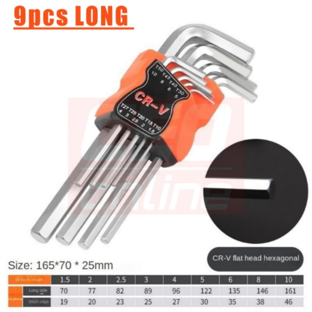 CEO 🇲🇾 9Pcs Allen Key Flat Hexagon Wrench Metric Size Allen Key Short ...