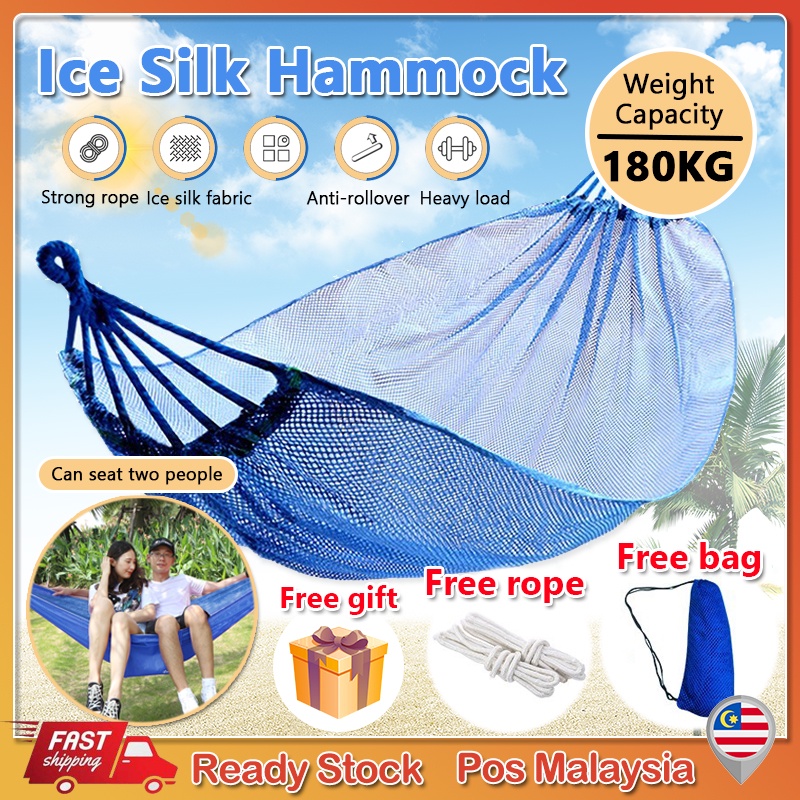 Buaian Gantung Ice Silk Mesh Hammock Outdoor Canvas Fabric Camping ...