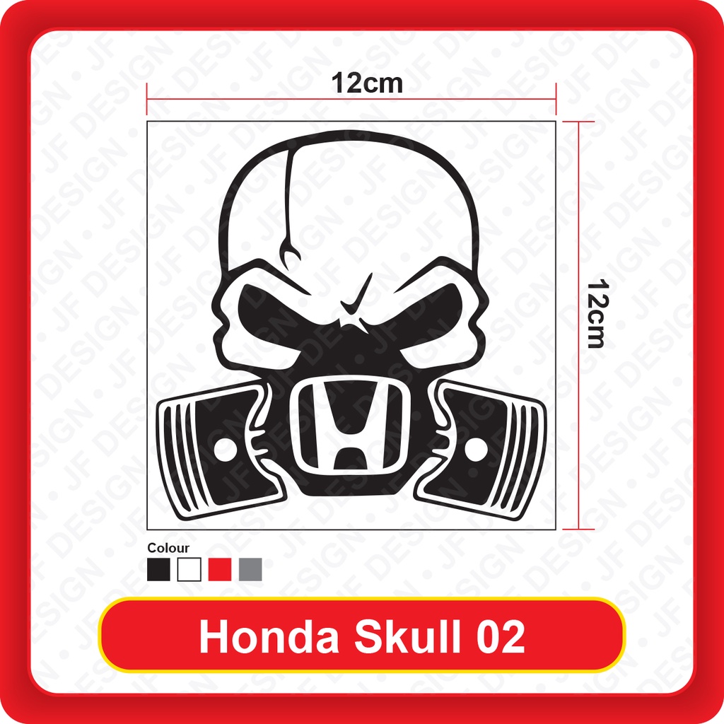 Quality Car Sticker Honda Skull Design 2 [12cm x 12cm][Sticker Cutting ...