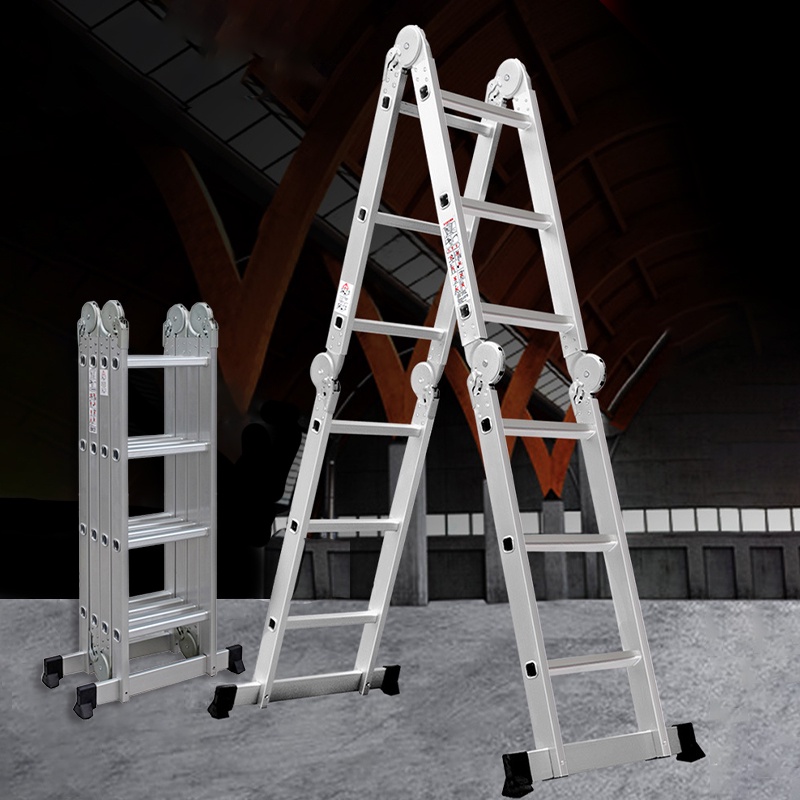 Warbase 12 Steps / 16 Steps Double Sided Multipurpose Ladder Aluminium ...