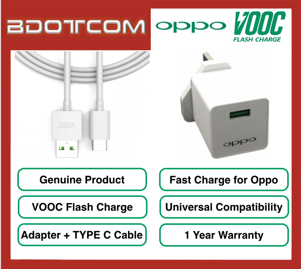 Original OPPO VOOC Flash Charge Charger Power Adapter with USB TYPE-C ...