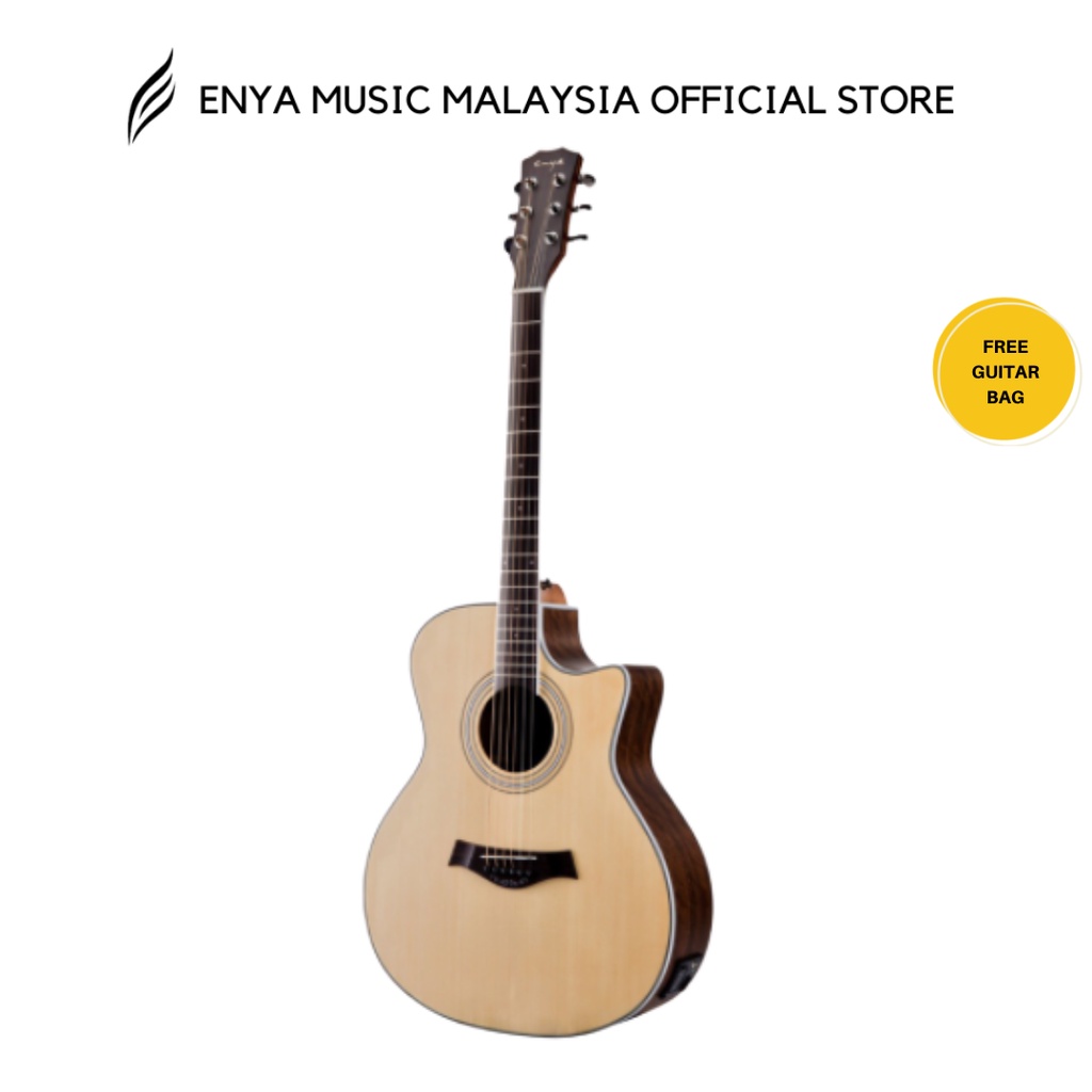 Enya EAG40 40" Acoustic Guitar Cutaway Natural With/Without EQ Comes ...