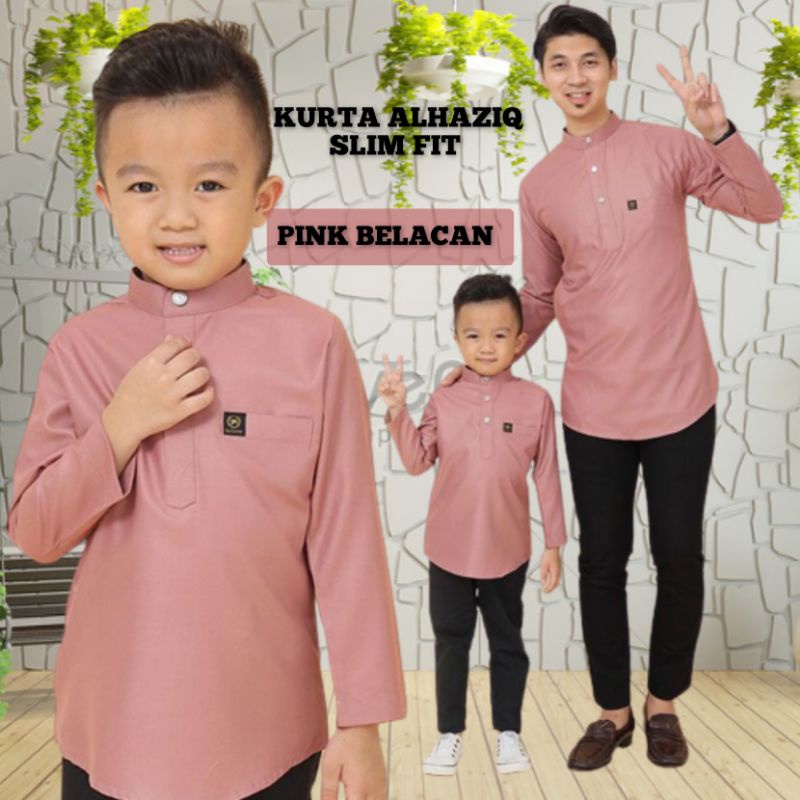 KURTA SLIM FIT PINK BELACAN AYAH DAN ANAK READY STOCK RAYA 2024 ...