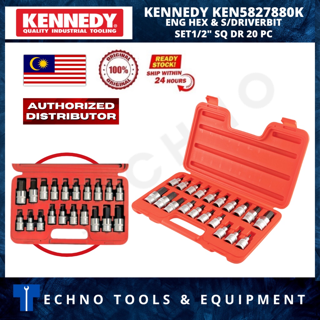 KENNEDY KEN5827880K ENG HEX & S/DRIVERBIT SET1/2" SQ DR 20 PC | Shopee ...