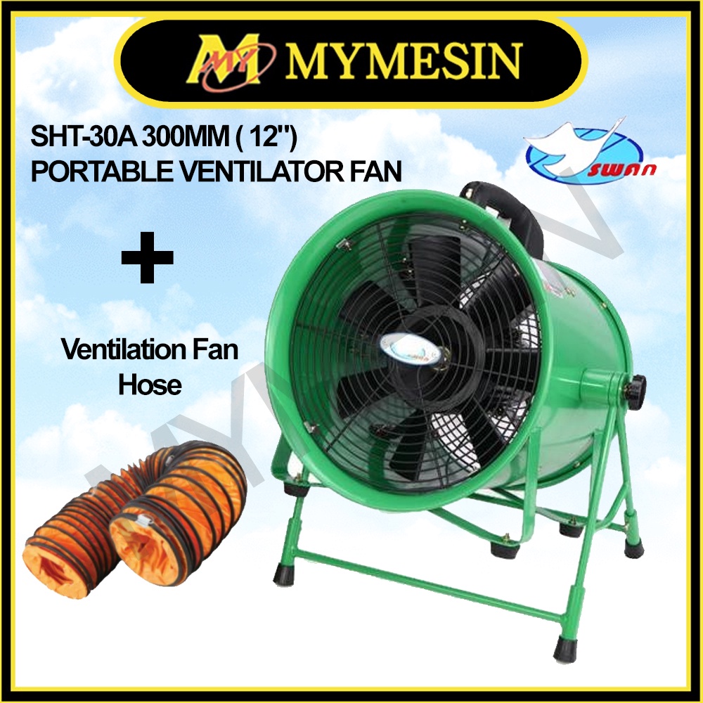 MY SWAN SHT30-A 12" 300MM Portable Ventilation Fan C/W Stand + Flexible ...
