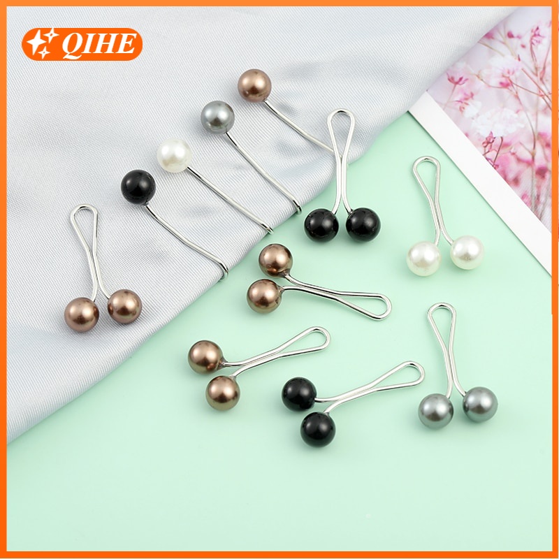 12pcs/set Lady Muslim Scarf Hijab Clips Brooch Pearl Pins Fixed ...