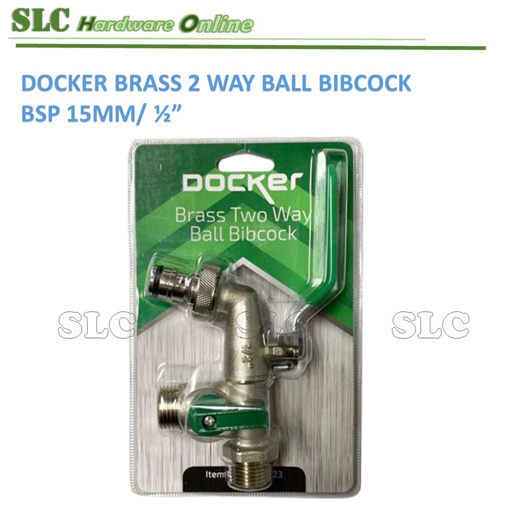 HEAVY DUTY Docker Brass Two Way Ball Bibcock Wall Tap / Kepala Paip Dua ...