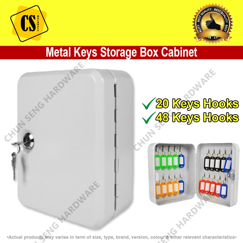 Metal Key Storage Box Cabinet Security Lockable (20 / 48 Pcs Hooks ...