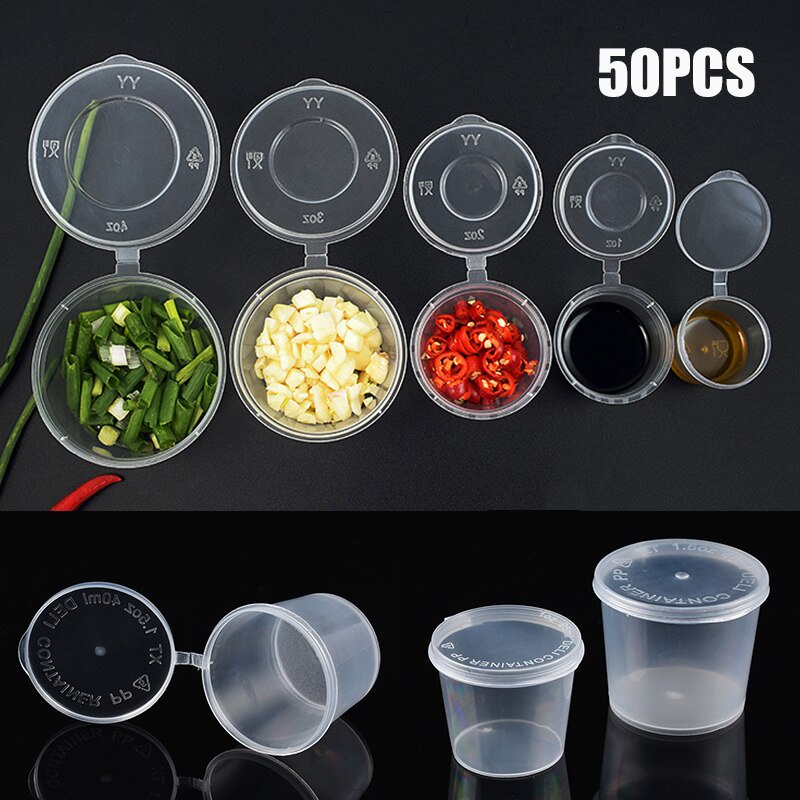 50Pcs 25/50/100ml Disposable Takeaway Sauce Cup Containers Food Box ...