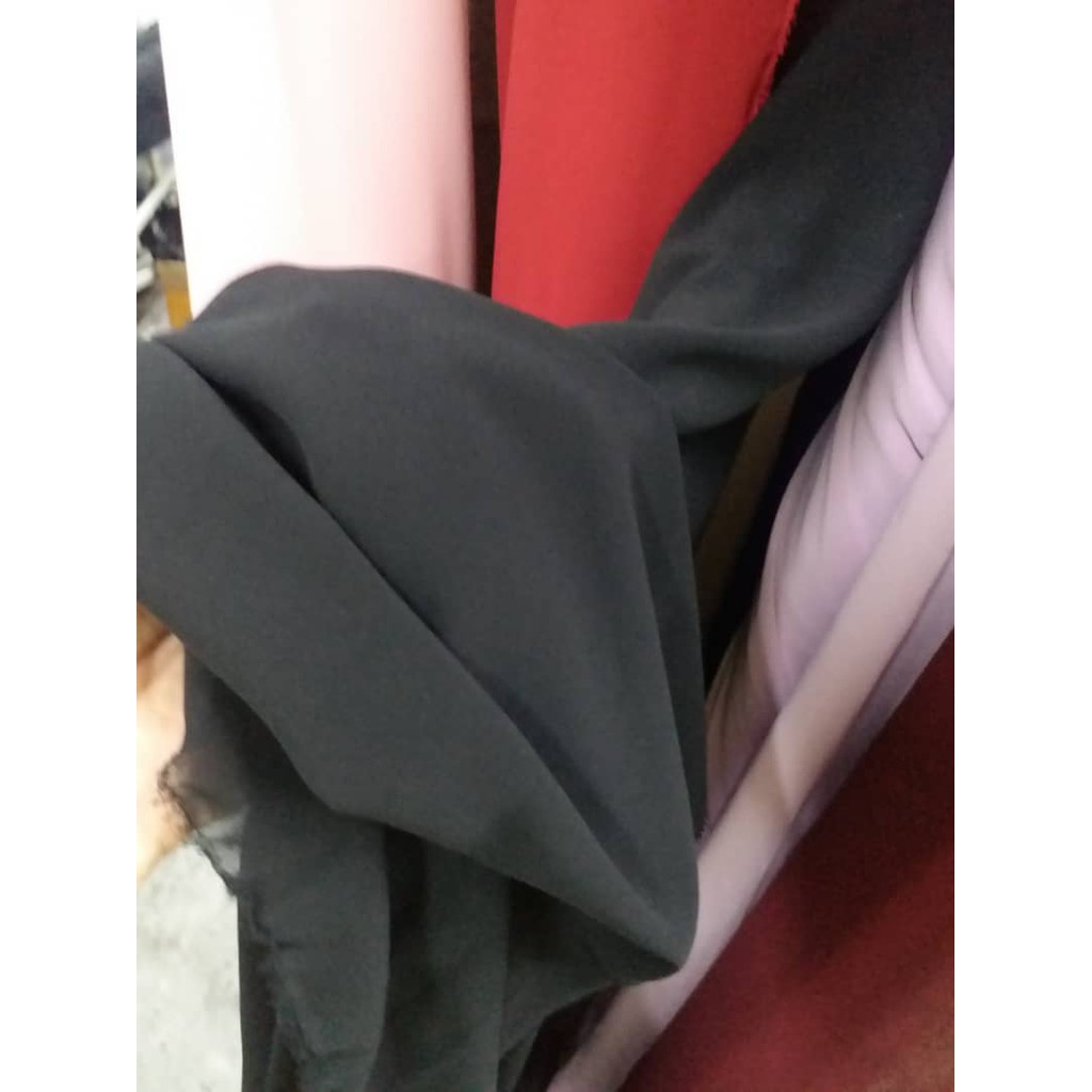 Kain Chiffon Georgette Lembut - Bidang 60 - Black Hitam (Code: 69 ...