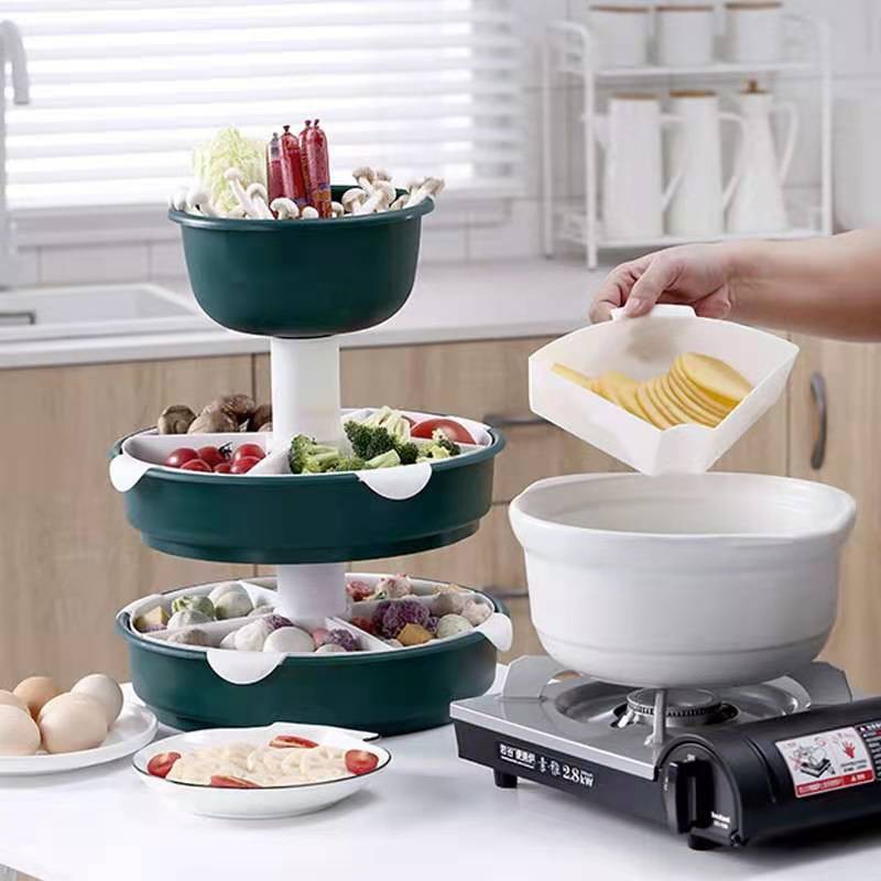 🔥NEW🔥 Multi Layer Rotatable Steamboat Food Bowl Drainer Container Rack ...