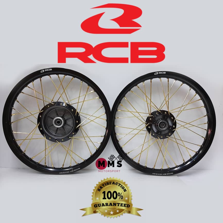 RXZ SET RACING BOY ALLOY RIM 1.60X18 BLACK, RCB LIDI GOLD, HUB SYS/NKS ...