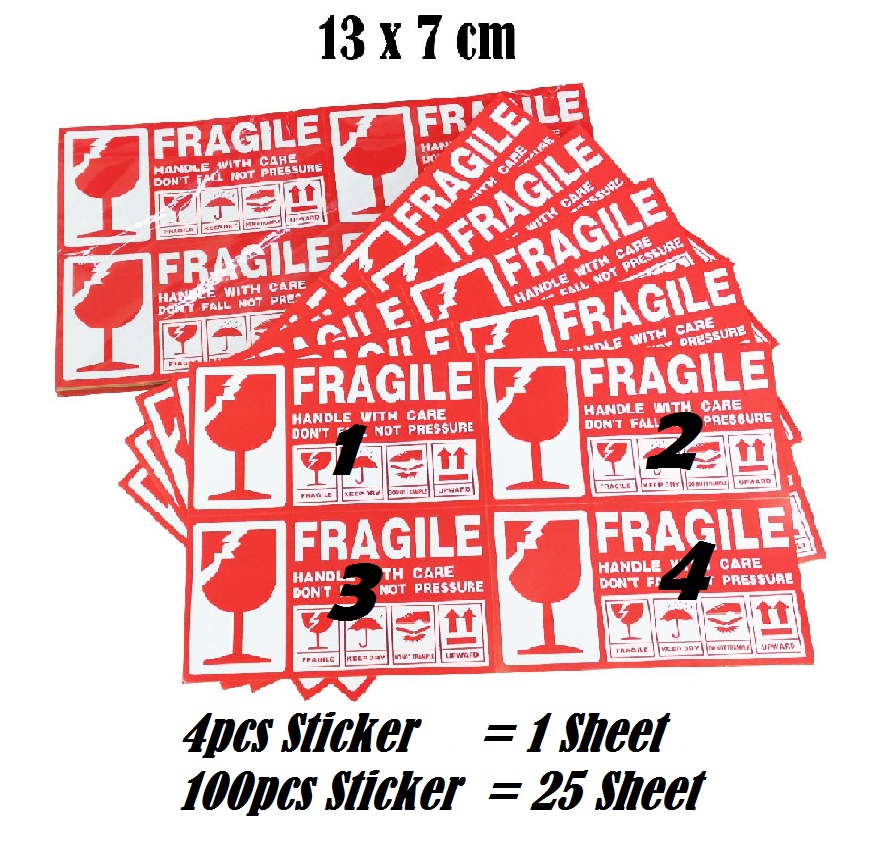 100pcs Fragile Sticker Warning Label Sticker Packing Label Warning ...