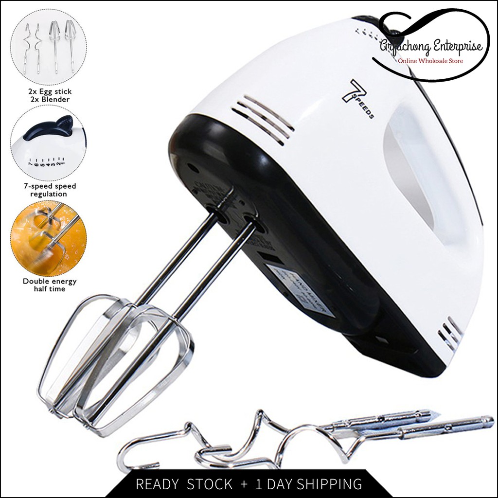 7 Speeds Hand Mixer Egg Beater Mixing Machine Cake Maker Blender Flour ...