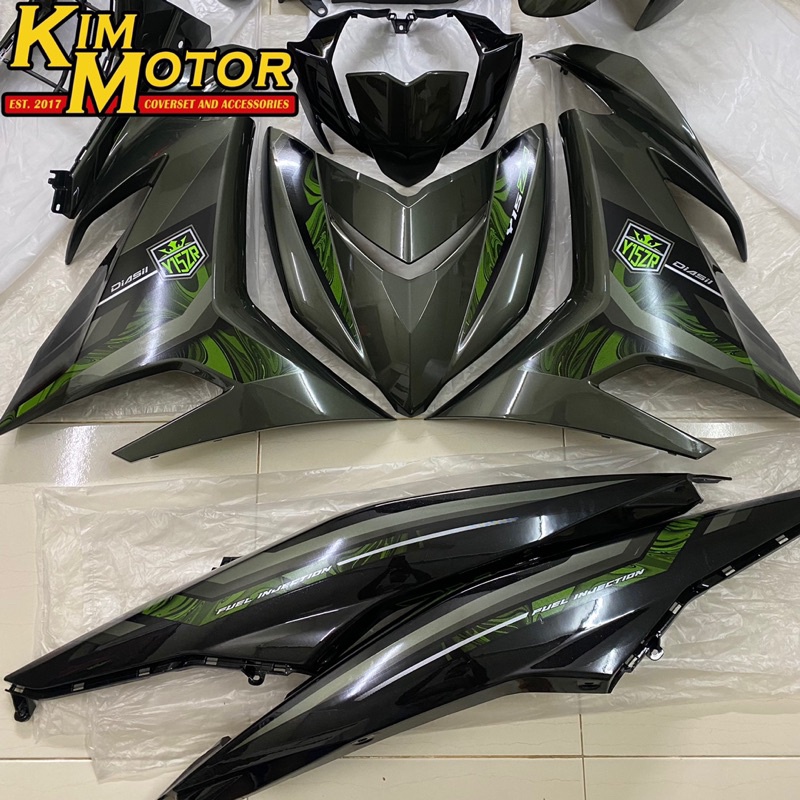 COVERSET Y15 V1 V2 ORIGINAL VELOZI HIJAU LUMUT ARMY GREEN FREE TAMPAL ...