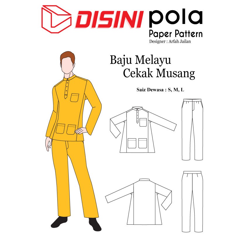 Pola Pakaian - Baju Melayu Cekak Musang - designer Arfah Jailan | Shopee Malaysia