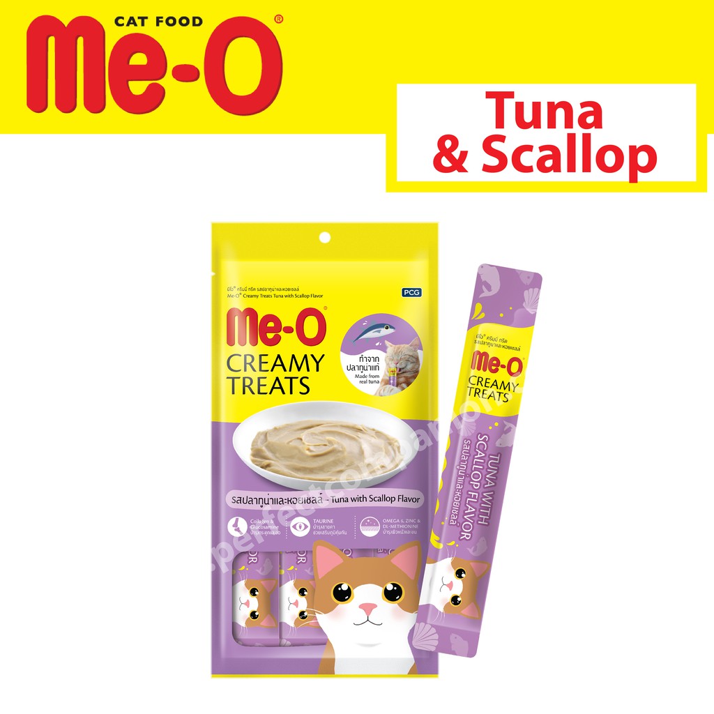 MeO Cat Lick (Creamy Treats) - Tuna & Scallop Flavour (15g x 4 ...