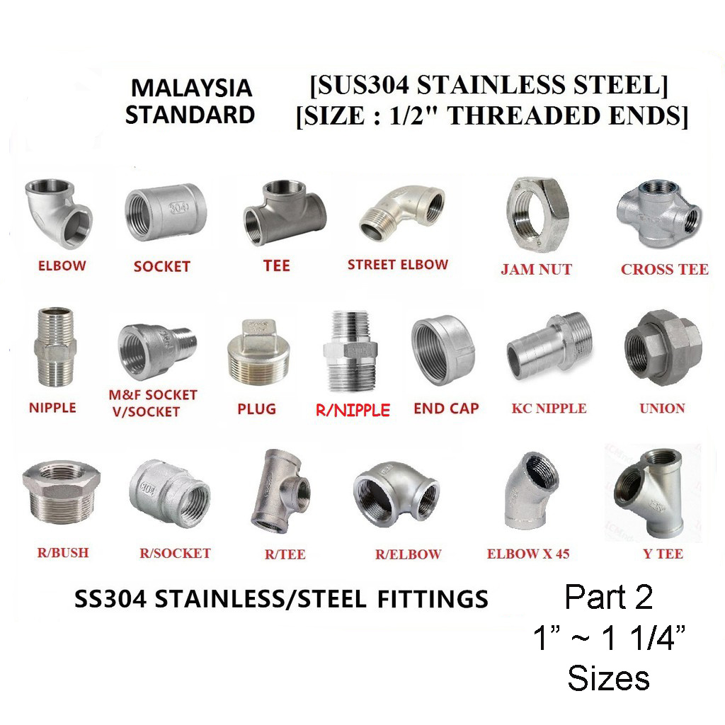 [ 1 UNIT ] Part 2 Stainless Steel S/S304 Pipe Fitting Socket / Elbow ...