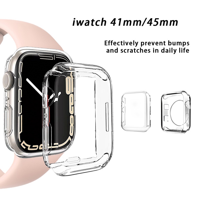 Transparent Case+Film For Apple Watch Series 9 8 7 Se 65432 45MM 41MM ...