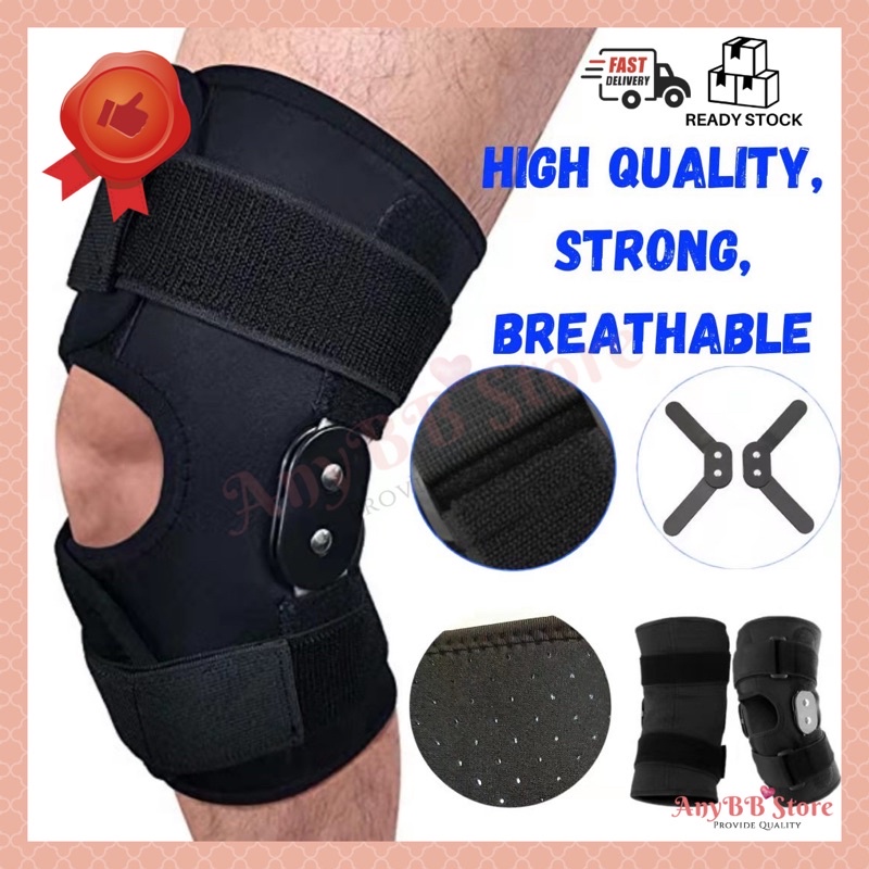 🇲🇾 Adjustable Metal Hinged Knee Guard Brace Support Pad Open Patella ...