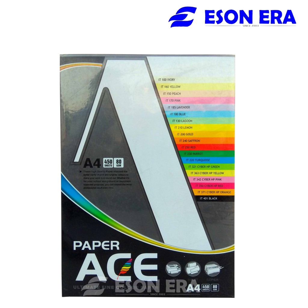 ACE A4 Colour Paper 80gsm 450 Sheets Kertas Warna | Shopee Malaysia