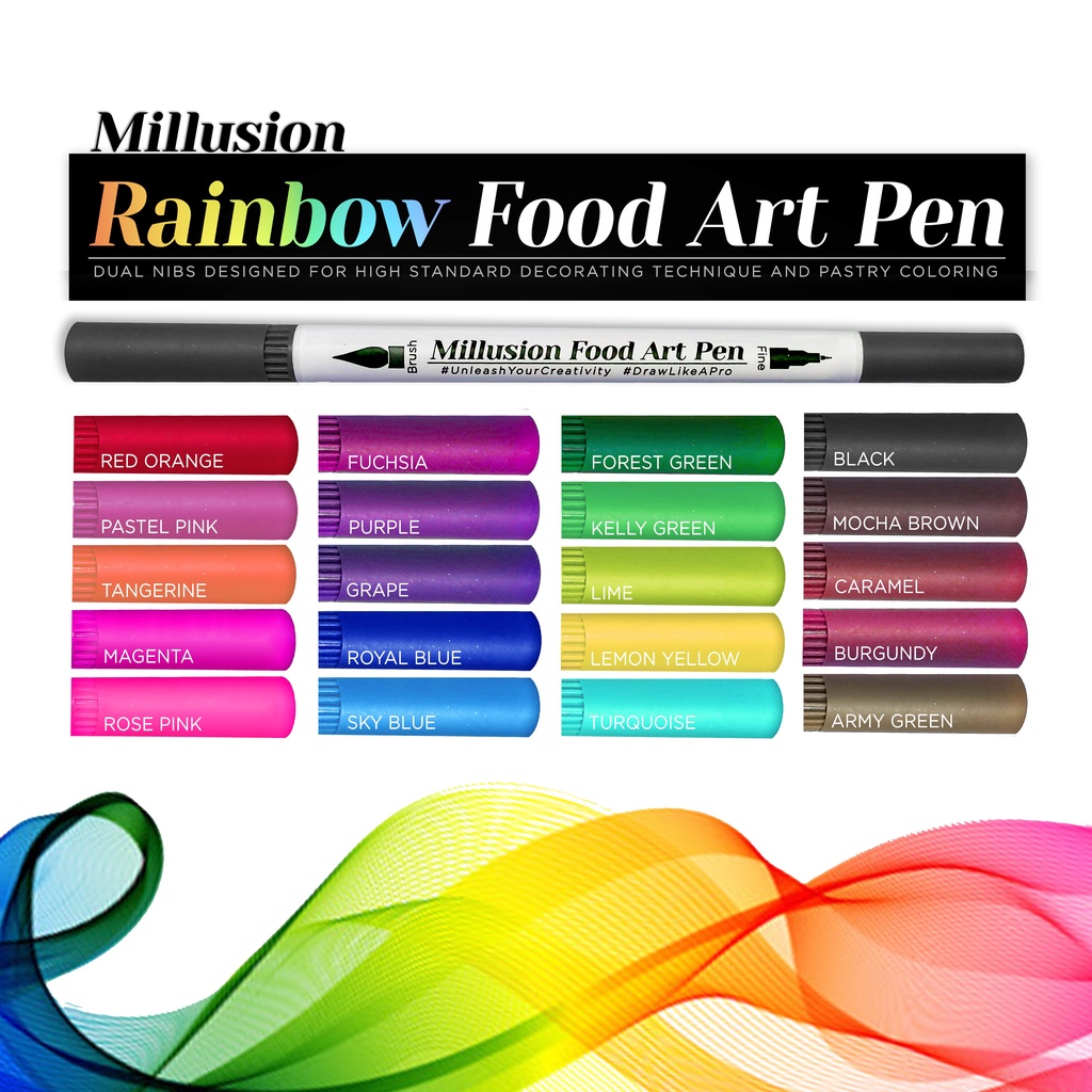 Millusion Edible Food Art Pen Cake Edible Marker Dual Nibs Edible Pen ...