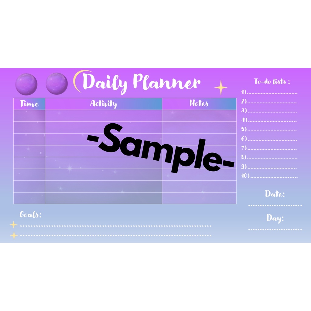 Printable Pink Purple Vertical Daily Planner | Shopee Malaysia