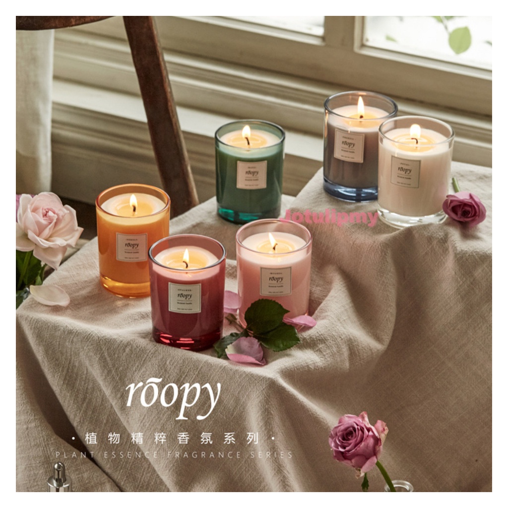(Buy 1 free 1)Roopy Fragrant Plant Scented Candle 植物香薰蜡烛220g 香氛植物精粹精油大豆 ...