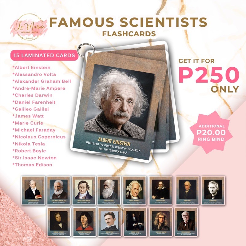Le Marae Shop - Laminated Flashcards FAMOUS SCIENTISTS | Shopee Malaysia