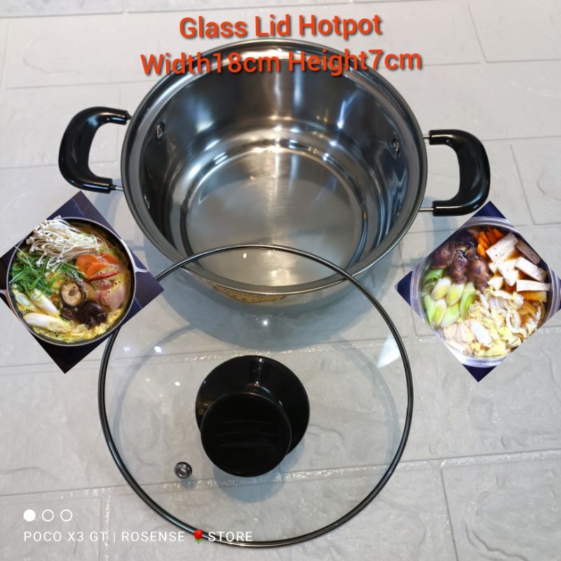 18cm/20cm Solo Glass hotpot one person hot pot steamboat shabu shabu ...
