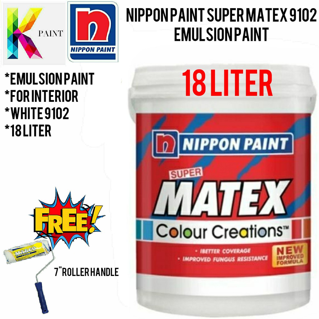 NIPPON PAINT SUPER MATEX 9102 EMULSION PAINT (18L) | Shopee Malaysia
