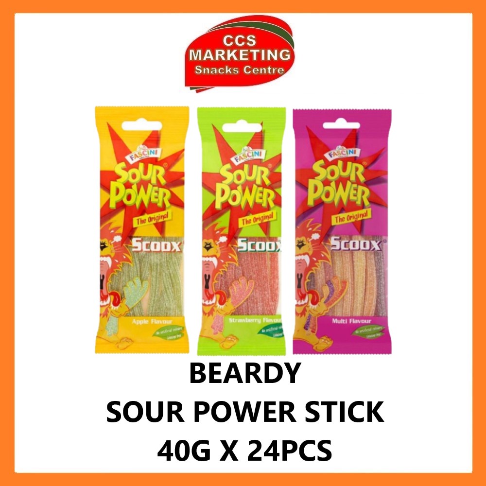 CCS Beardy Sour Power Stick Gelatine Free Apple / Strawberry / Multi ...