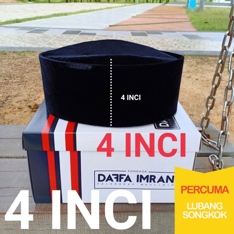 Songkok Tinggi 4 INCI Baldu Tebal ( 3crown velvet korea) Percuma Lubang ...