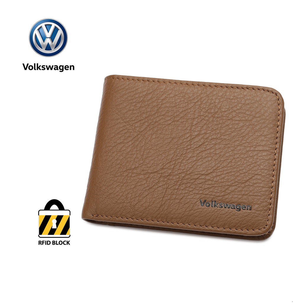 [Clearance] Volkswagen Genuine Leather RFID Bi-Fold Wallet - Khaki VWW ...