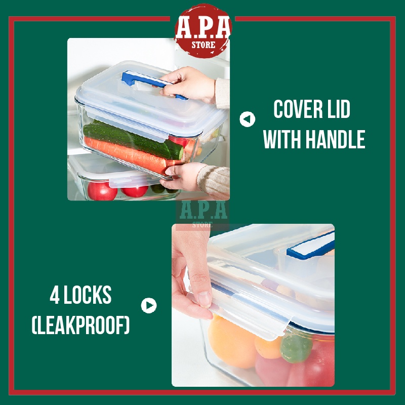 APA Glass Food Container Transparent Microwave Oven Kitchen Leakproof ...