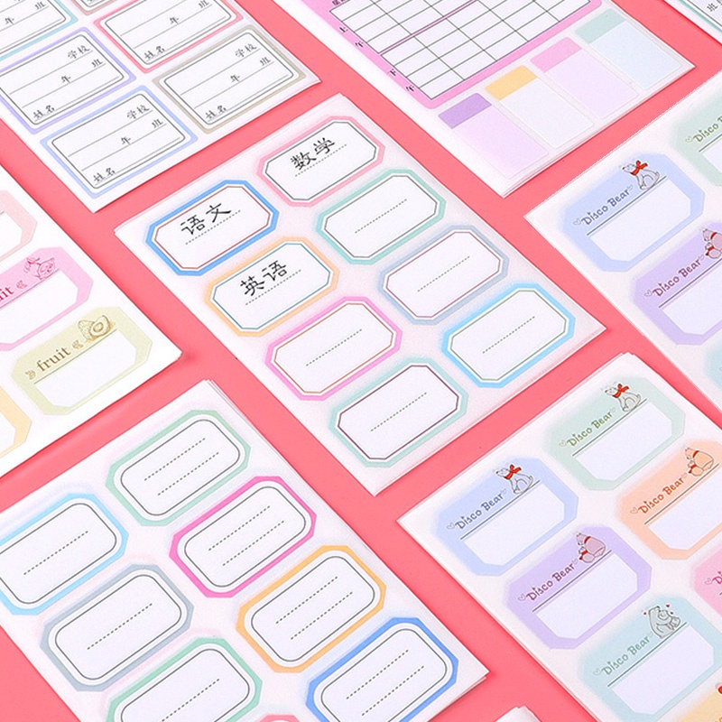 6 Sheets Creative Waterproof Self-Adhesive Name Stickers Classification ...