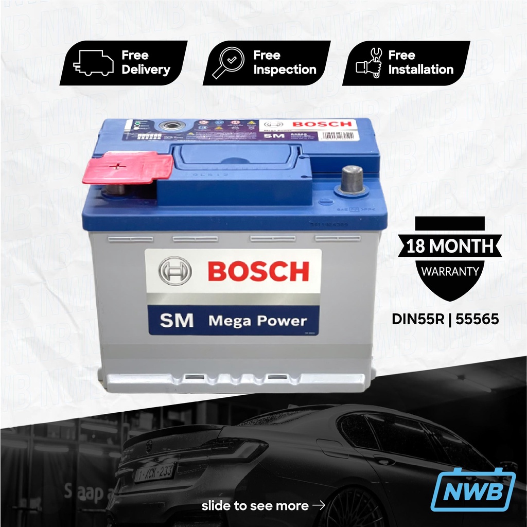 NW BOSCH Battery DIN55R | Bateri Kereta DIN55 (MF) 55AH Car Battery ...