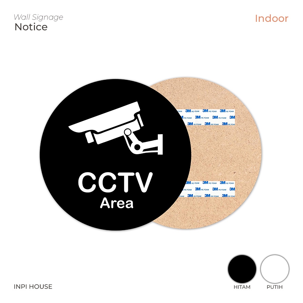 Area cctv marker - indoor area cctv wall sign - black and white ...