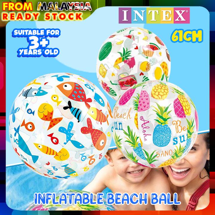 INTEX 59040 (NP4) 4 Design Transparent Inflatable Balls Beach Ball Pool ...