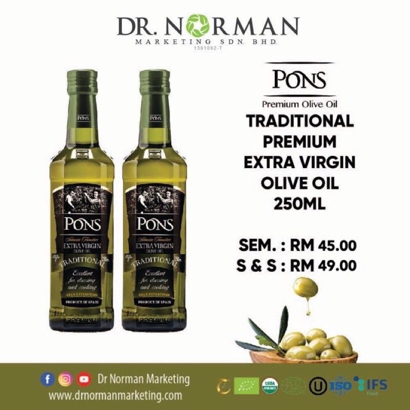 PONS TRADITIONAL PREMIUM EXTRA VIRGIN OLIVE OIL 250ML | Shopee Malaysia