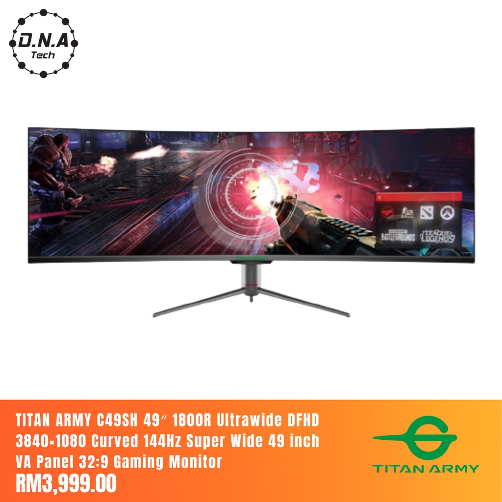 TITAN ARMY C49SH 49″ 1800R Ultrawide DFHD 3840×1080 Curved 144Hz Super ...