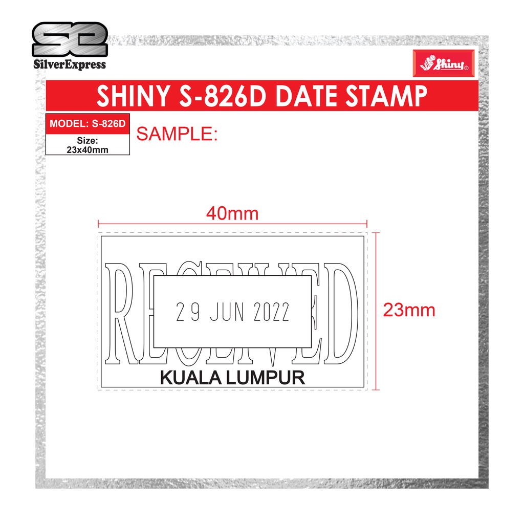 SHINY Dated Stamp S-826D | 2 Color Date Stamp | Self inking Rubber ...