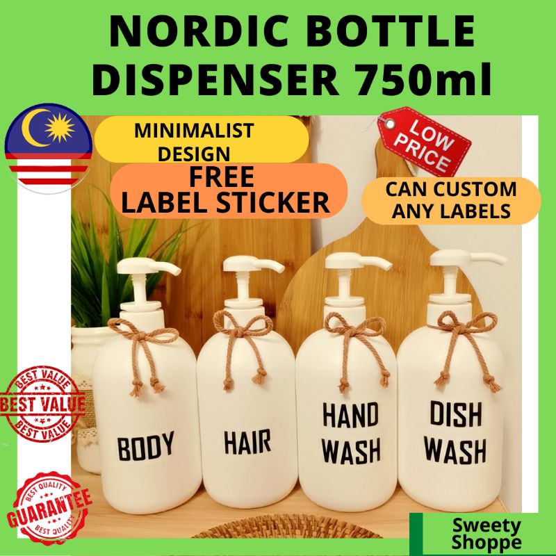 SWEETY Minimalist Nordic Series Dispenser Bottle 750ml for Bathroom ...