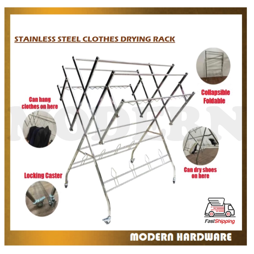 SUS 304 STAINLESS STEEL CLOTHES DRYING RACK/ RAK PENGERINGAN BAJU ...